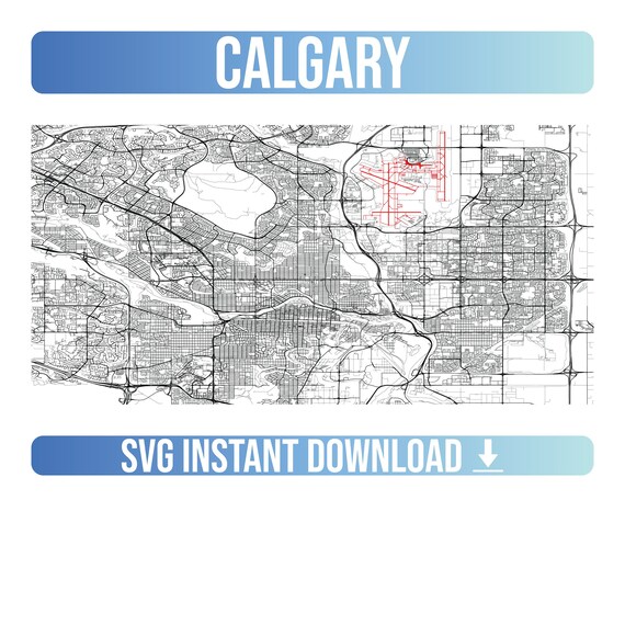 Calgary SVG Vector Street Map Calgary Alberta Canada - Etsy