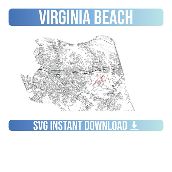 Virginia Beach SVG Vector Map Virginia Beach Virginia - Etsy