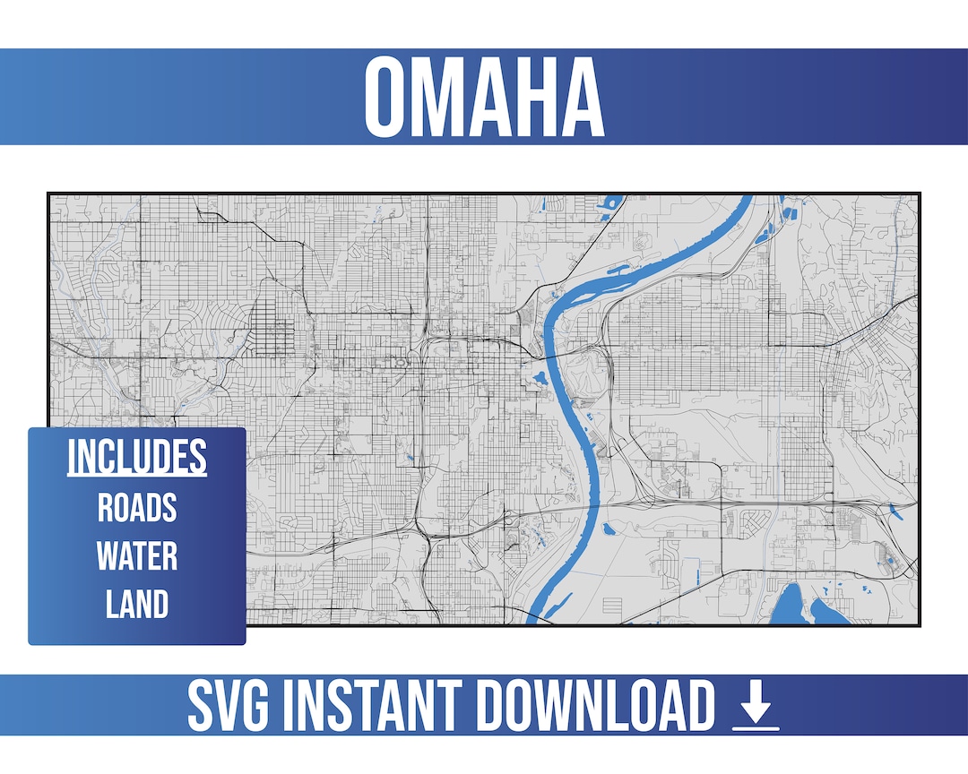 Omaha SVG Vector Map | Omaha, Nebraska, United States | Full Vector ...