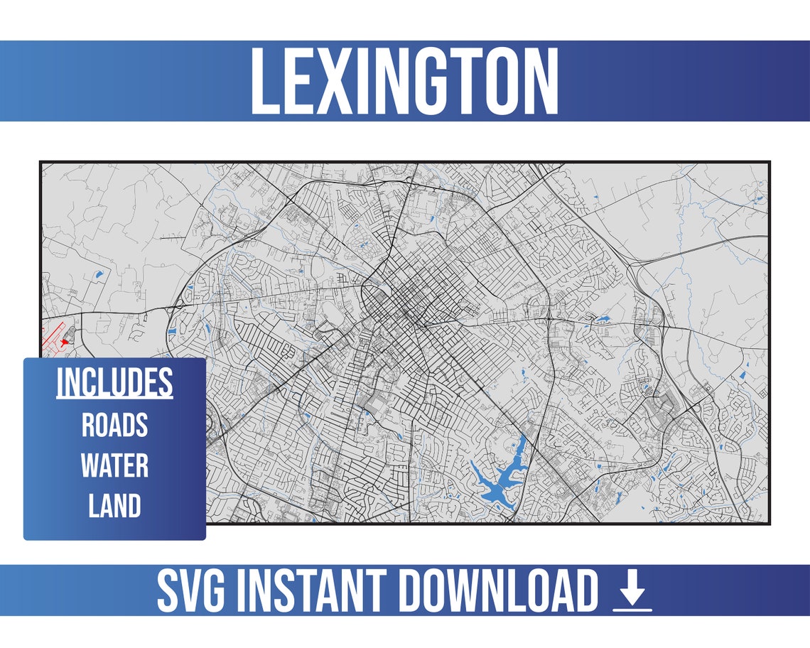 Lexington SVG Vector Street Map | Lexington, Kentucky, United States ...