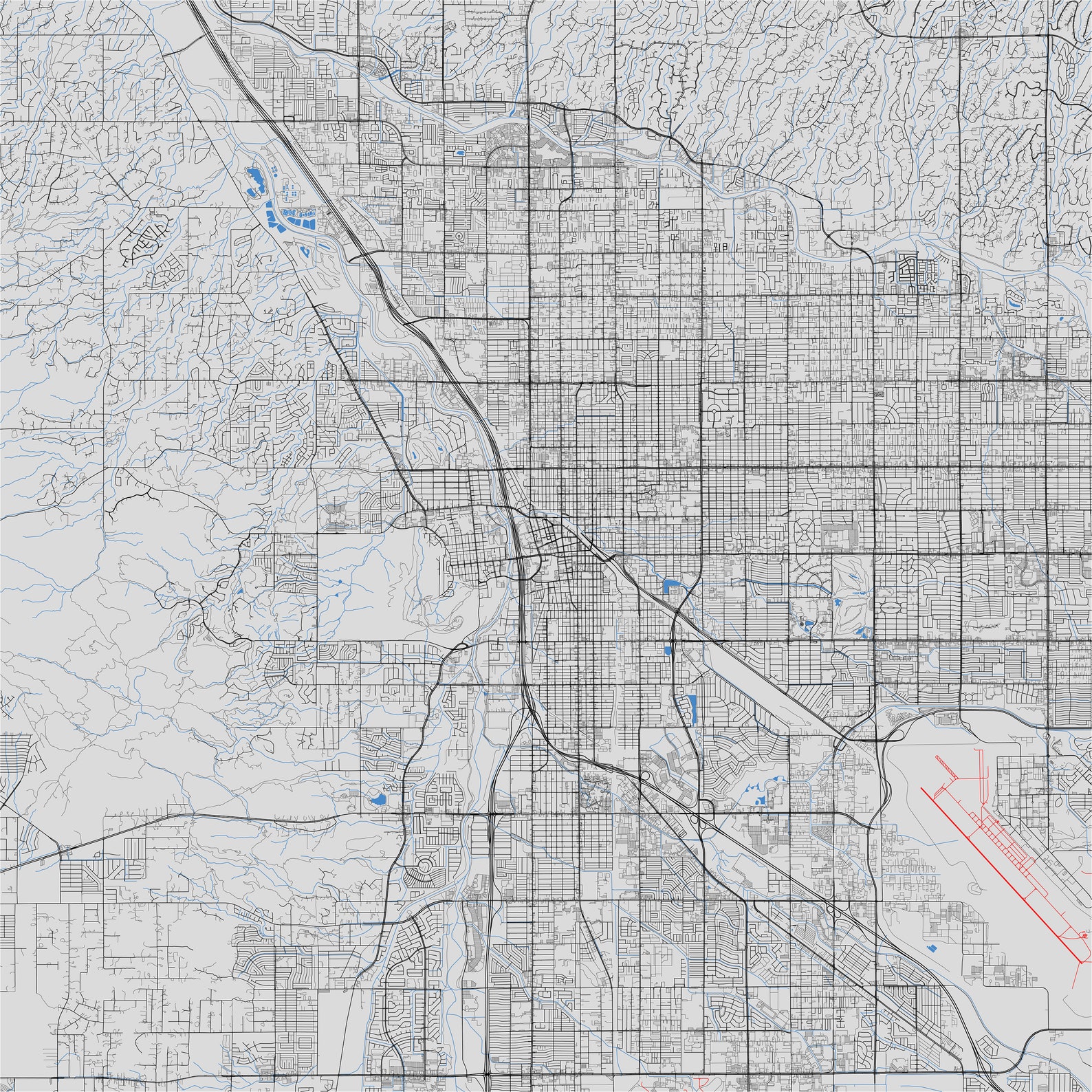 Tucson SVG Vector Street Map | Tucson, Arizona, United States | Full ...