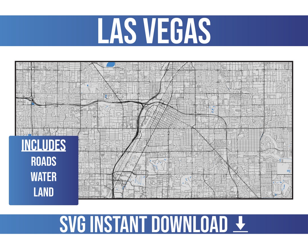 Las Vegas SVG Vector Street Map | Las Vegas, Nevada, United States ...