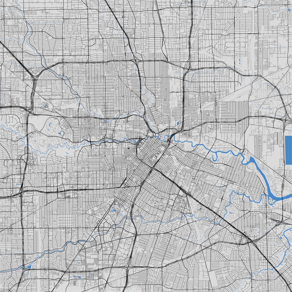Houston SVG Street Map | Houston, Texas, United States | Full Vector ...