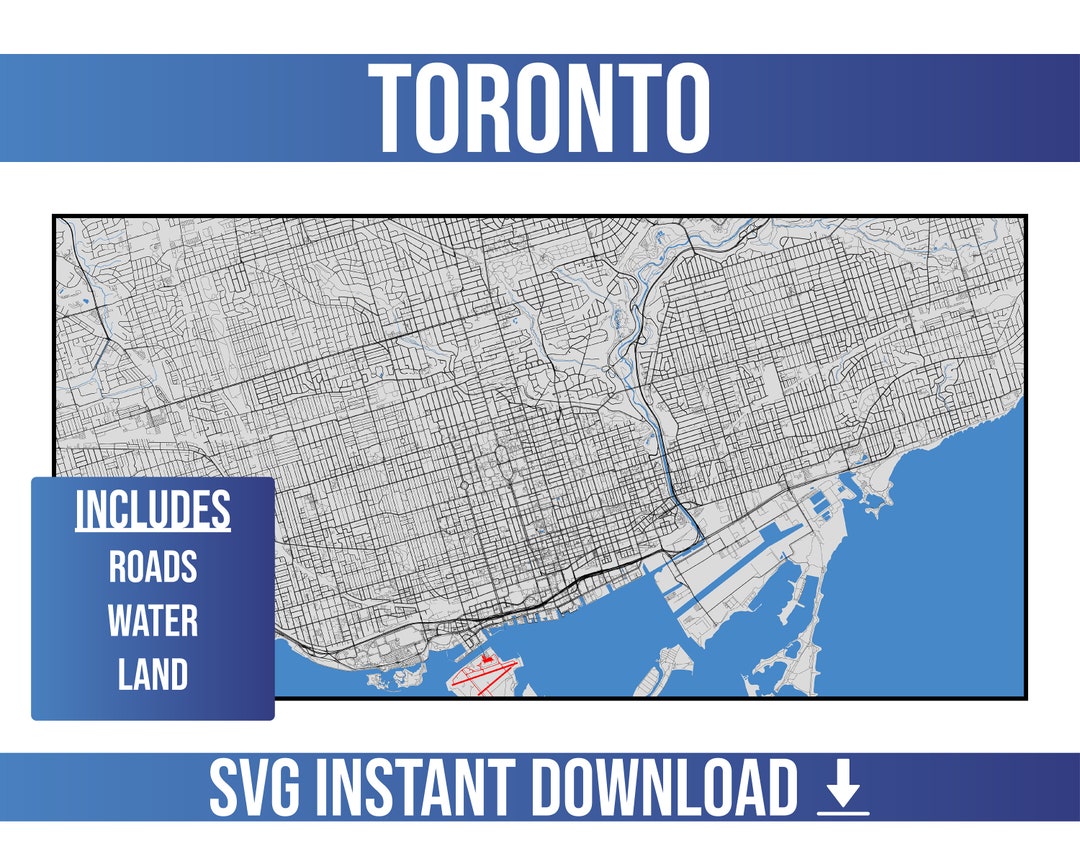 Toronto SVG Street Map | Toronto, Ontario, Canada | Full Vector Street ...