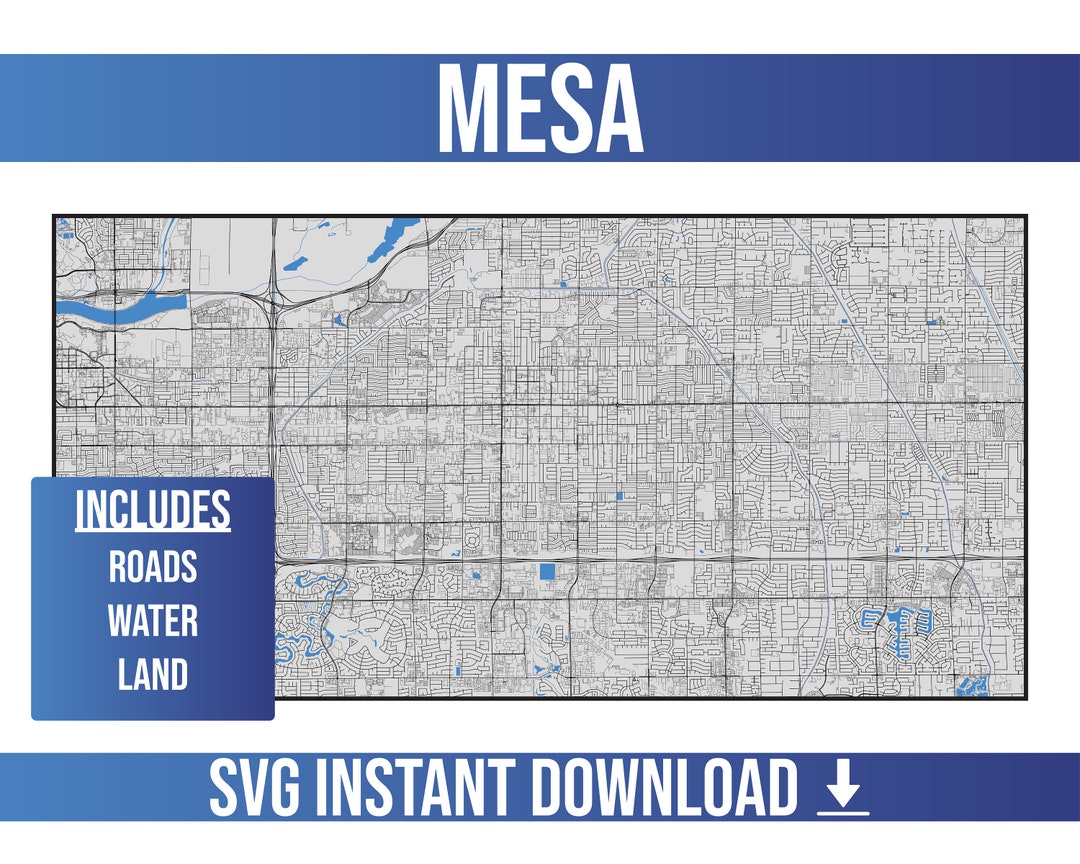 Mesa SVG Vector Street Map | Mesa, Arizona, United States | Full Vector ...