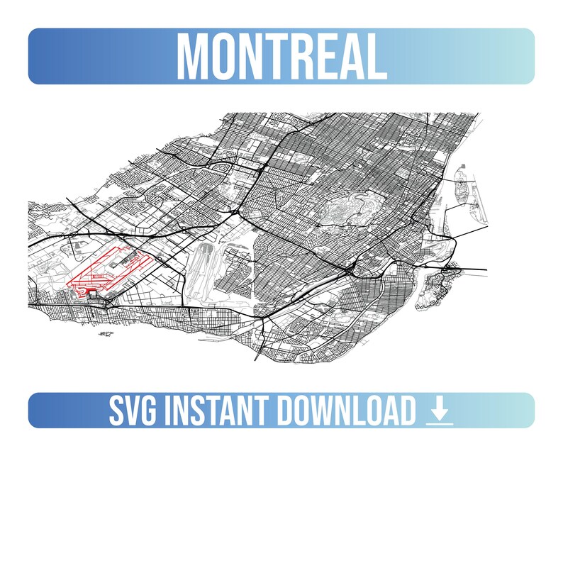 Montreal SVG Vector Street Map Montreal Quebec Canada - Etsy