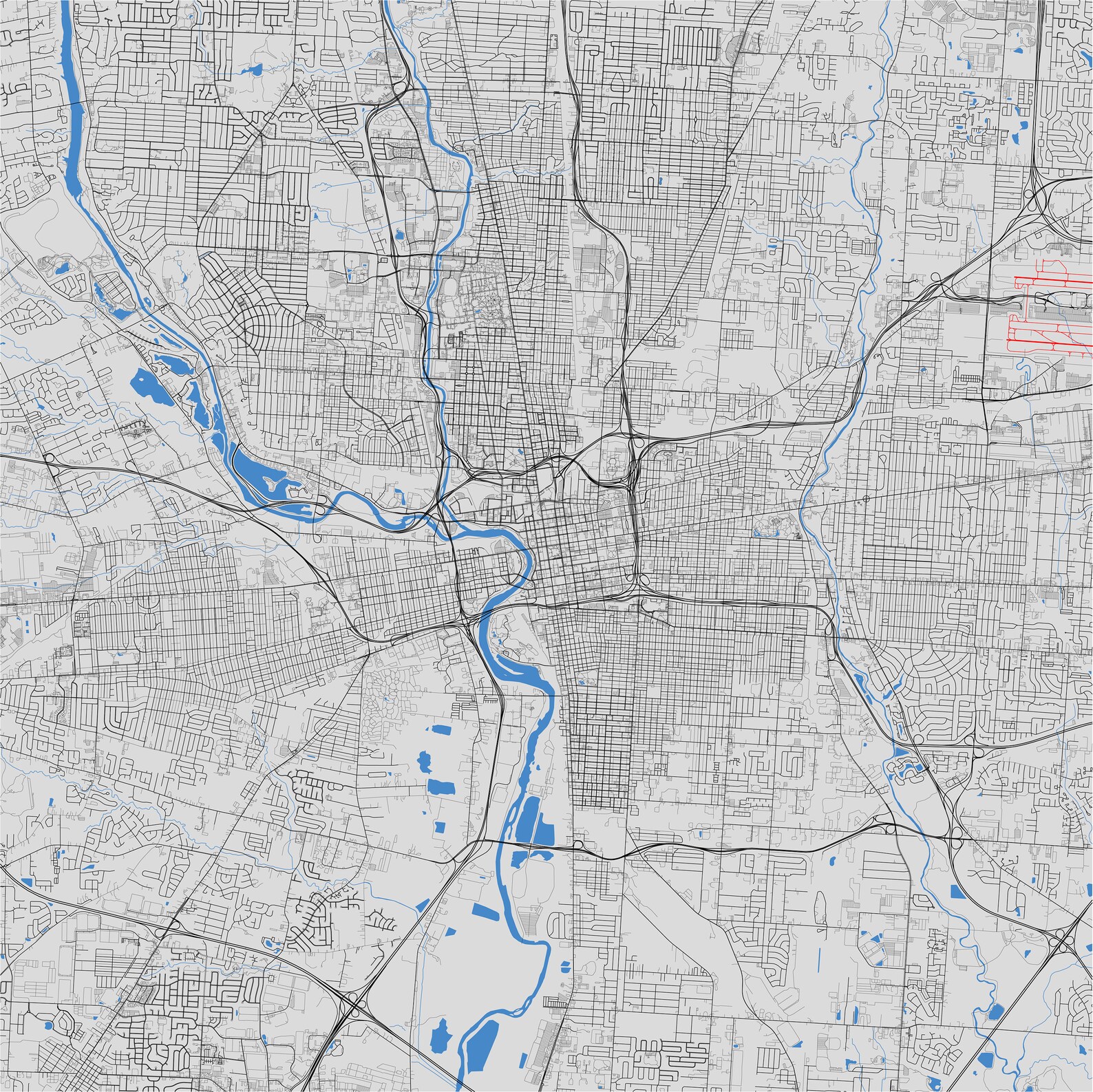 Columbus SVG Vector Street Map | Columbus, Ohio, United States | Full ...