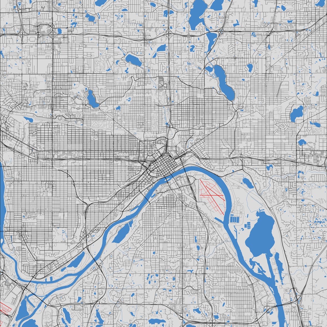 Saint Paul SVG Vector Street Map | Saint Paul, Minnesota, United States ...
