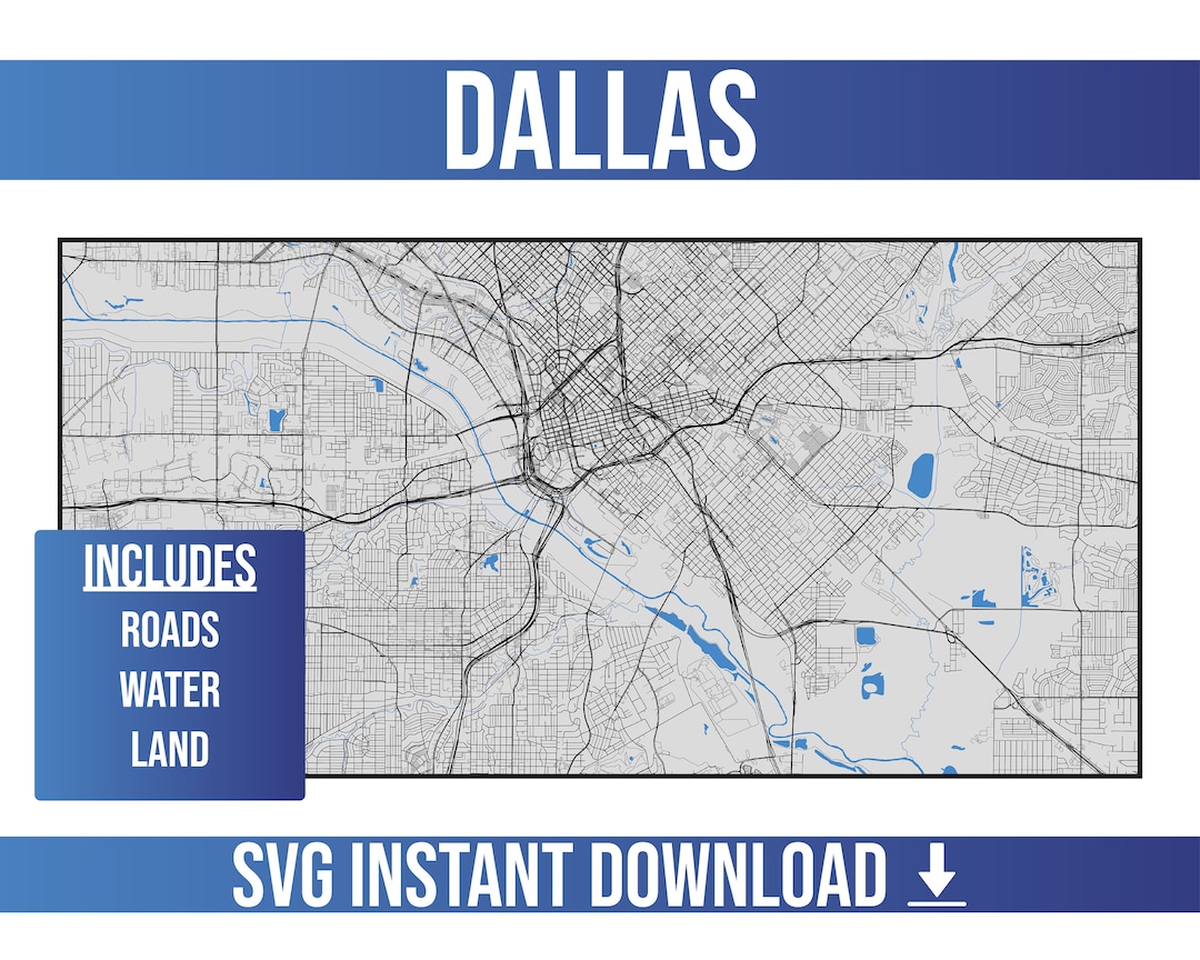 Dallas SVG Street Map | Dallas, Texas, United States | Full Vector ...