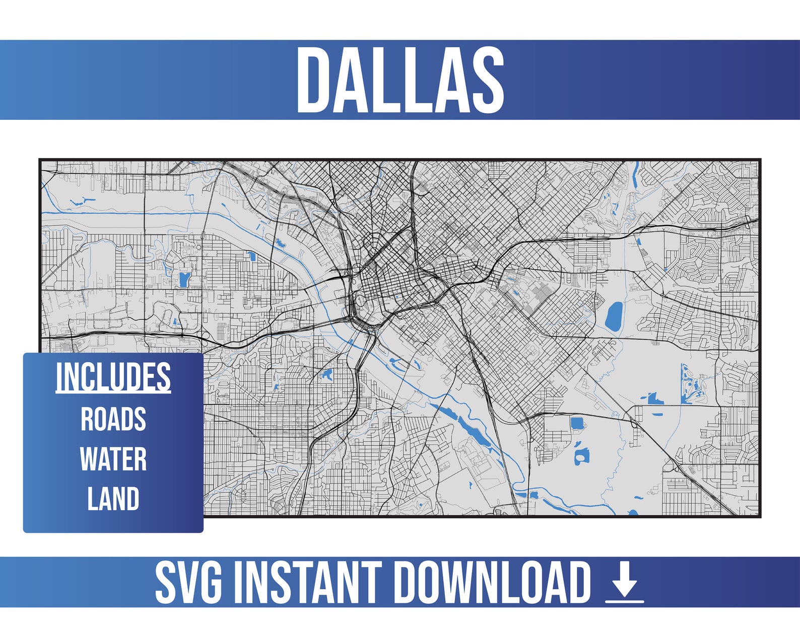 Dallas SVG Street Map | Dallas, Texas, United States | Full Vector ...