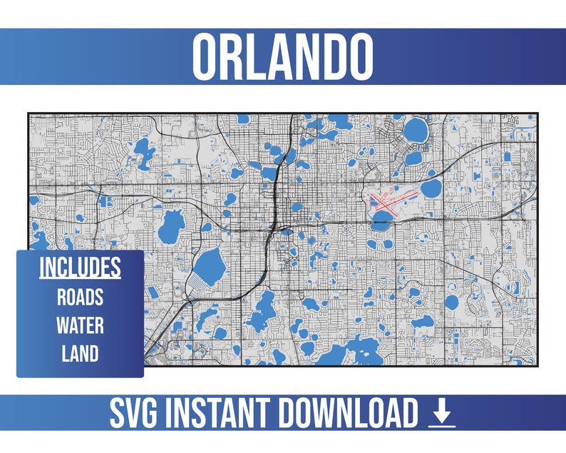 Orlando SVG Vector Map | Orlando, Florida, United States | Full Vector ...