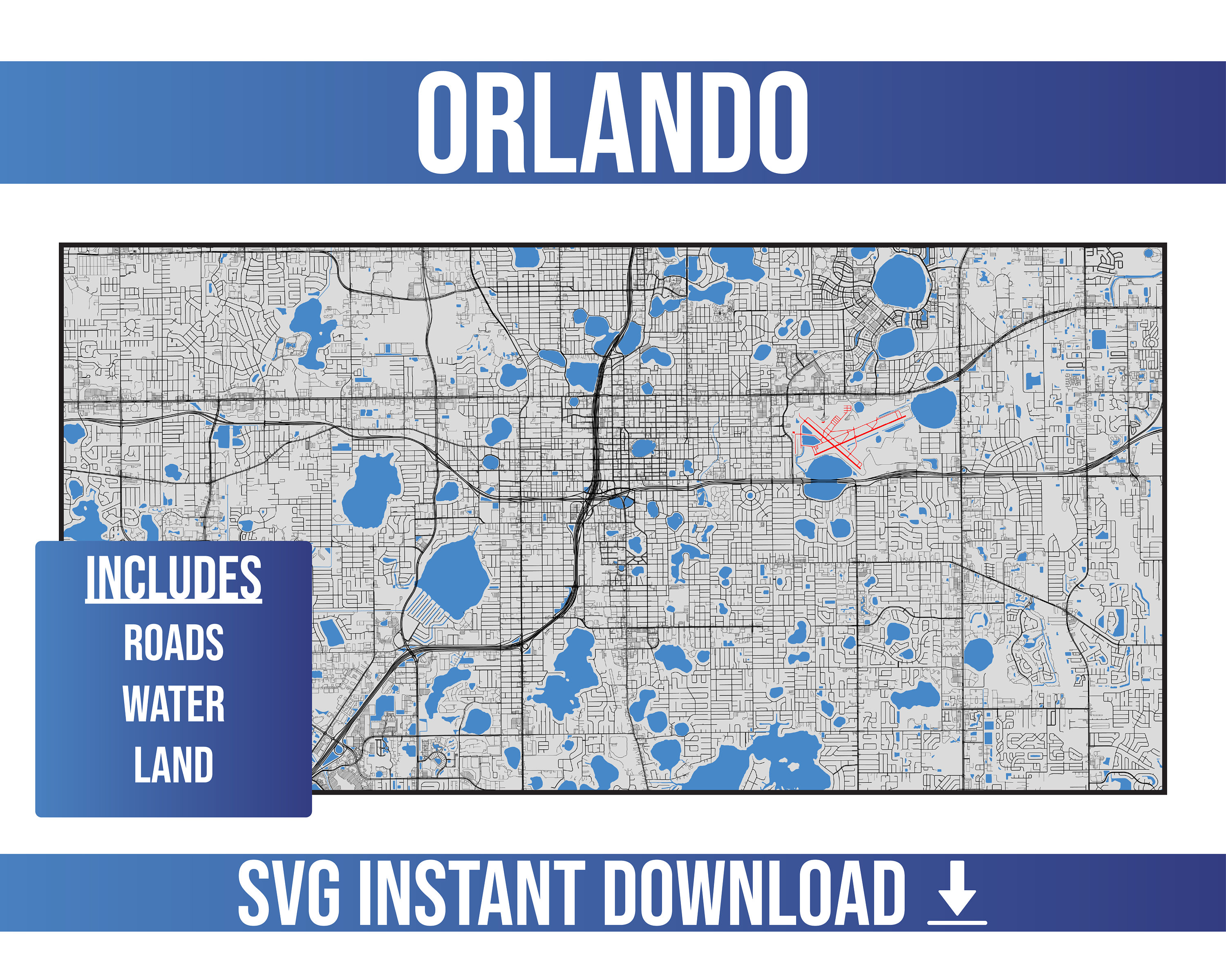 Orlando SVG Vector Map | Orlando, Florida, United States | Full Vector ...