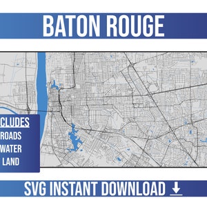 Baton Rouge SVG Vector Street Map | Baton Rouge, Louisiana, United ...