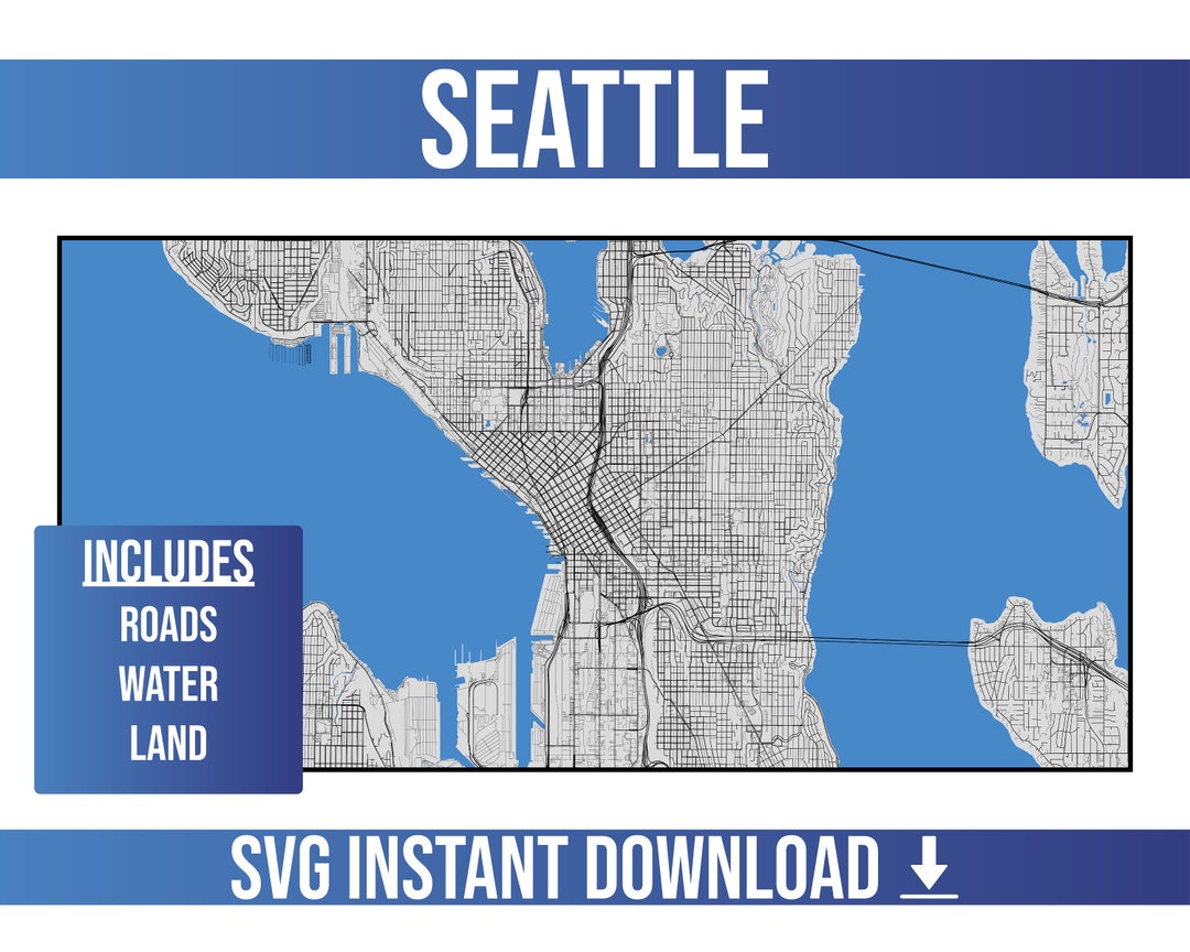 Seattle SVG Vector Street Map | Seattle, Washington, United States ...