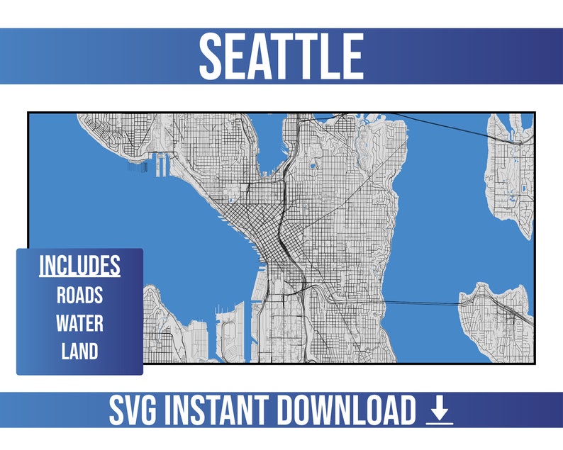 Seattle SVG Vector Street Map Seattle, Washington, United States Full ...