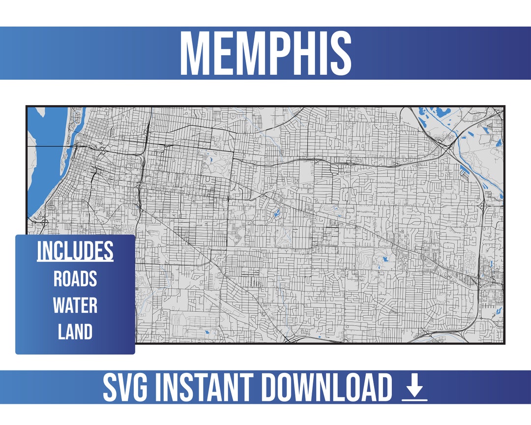 Memphis SVG Vector Street Map | Memphis, Tennessee, United States ...