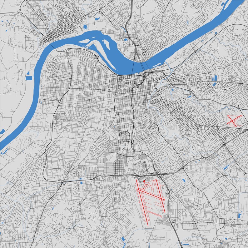 Louisville SVG Vector Street Map | Louisville, Kentucky, United States ...