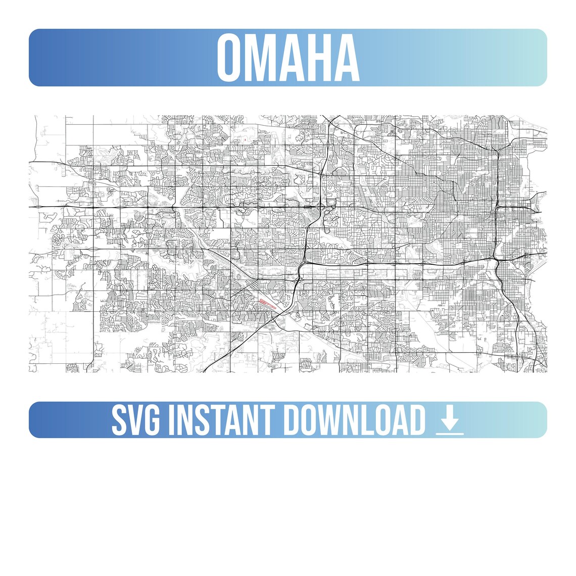 Omaha SVG Vector Map Omaha Nebraska United States Full - Etsy
