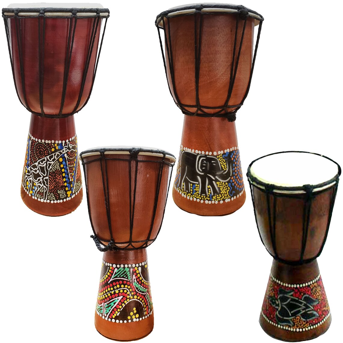 Djembe Hand Painted Color Dots Unique Patterns Elephant Bongo - Etsy