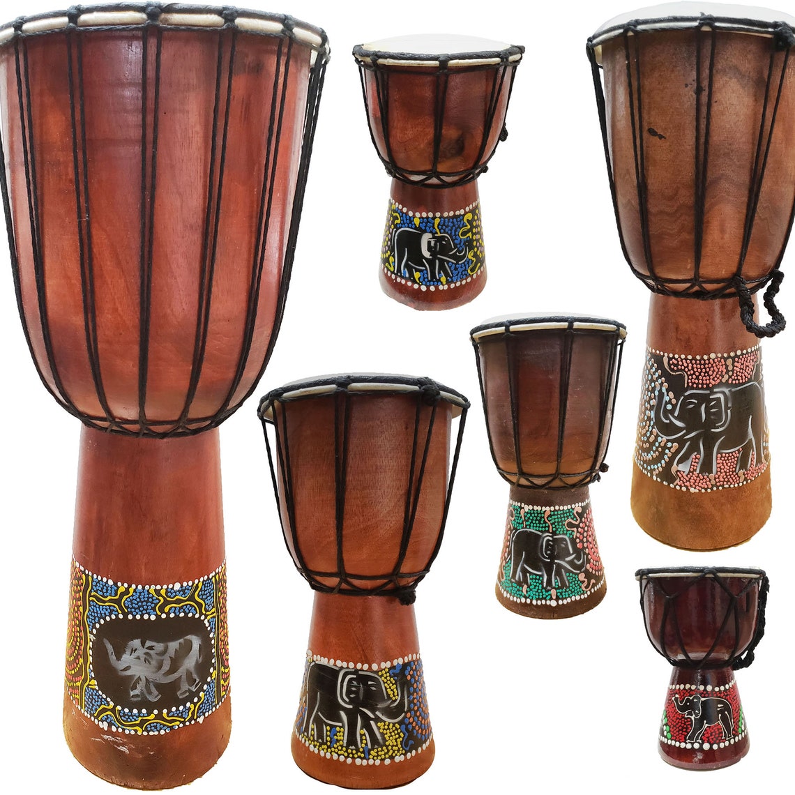 Djembe Hand Painted Color Dots Unique Patterns Elephant Bongo - Etsy