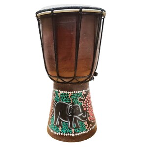 Djembe Hand Painted Color Dots Unique Patterns Elephant Bongo African ...