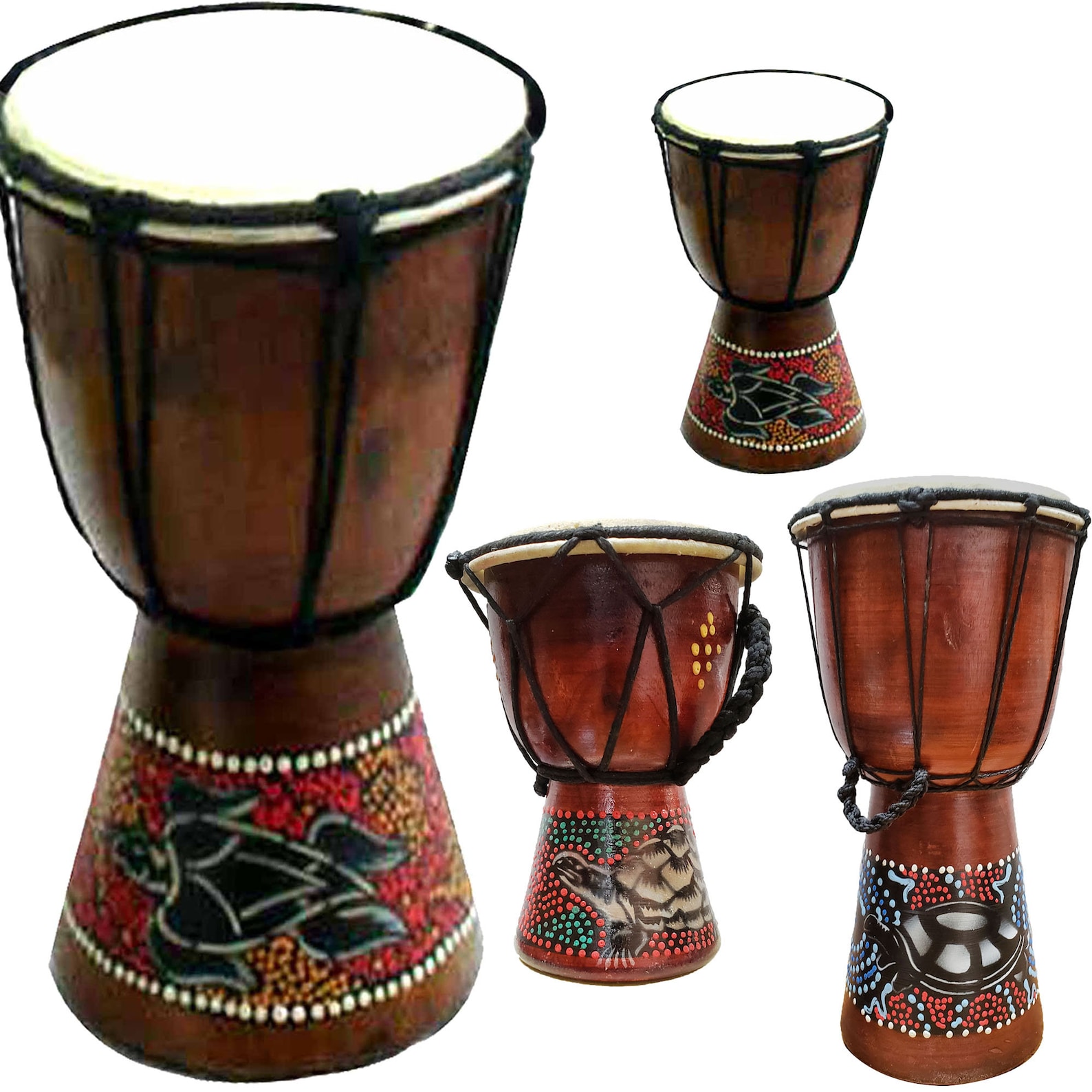 Djembe Hand Painted Color Dots Unique Patterns Elephant Bongo - Etsy