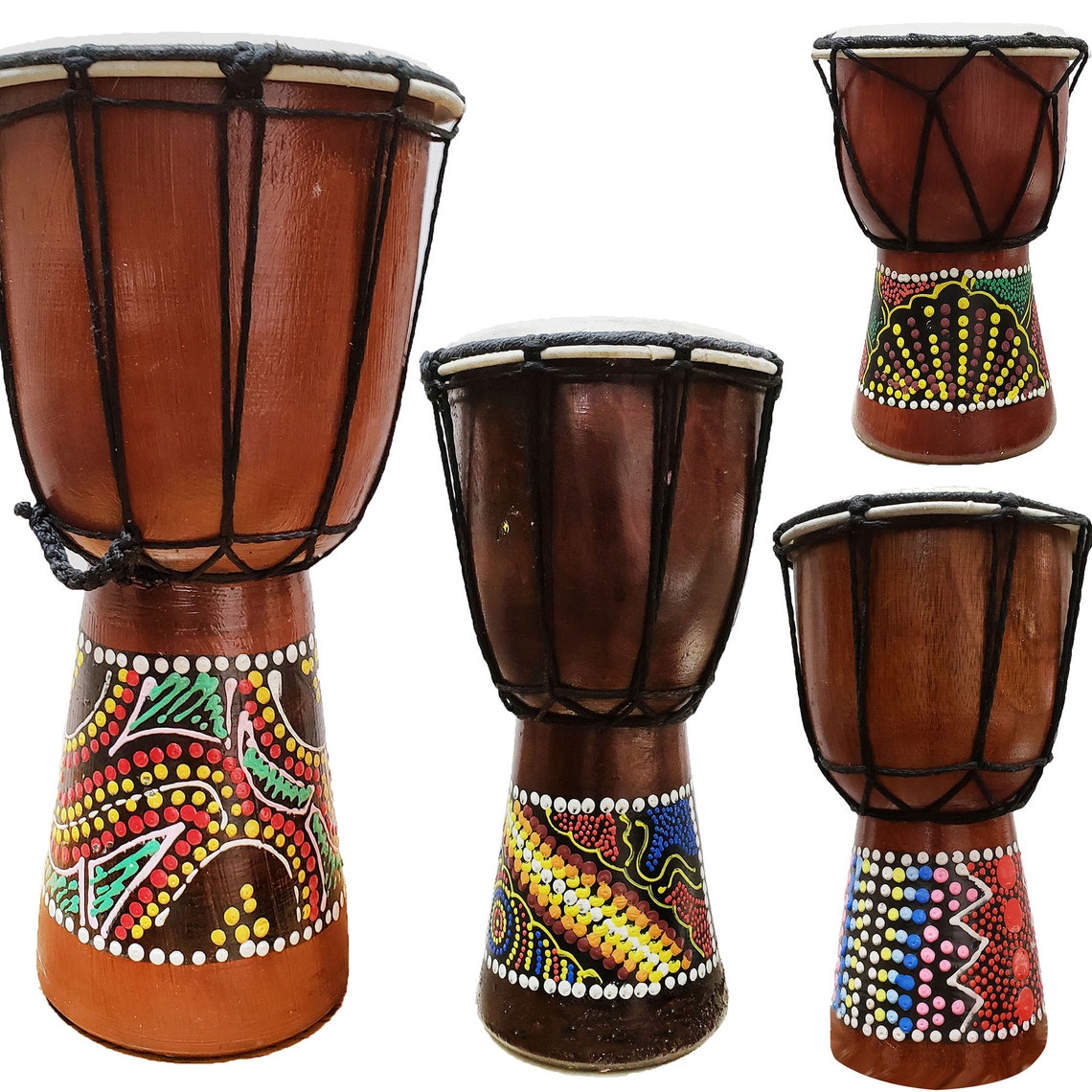 Djembe Hand Painted Color Dots Unique Patterns Elephant Bongo - Etsy