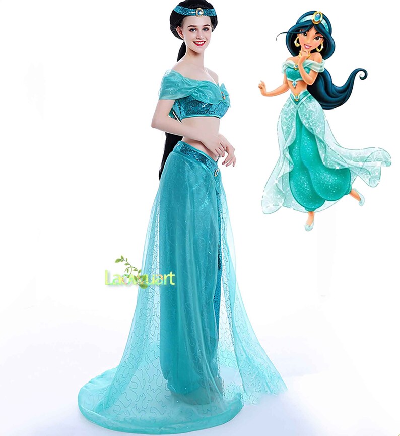 Aladdin Princess Cosplay Outfit Aladdin Jasmine Princess Dress Satin ...