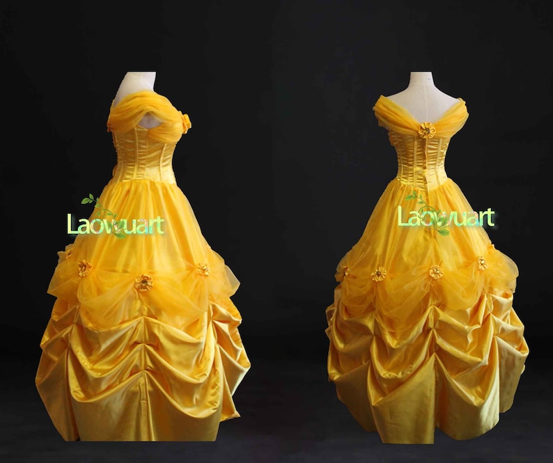 Beauty and the Beast Princess Dress Outfit Satin Belle Yellow - Etsy