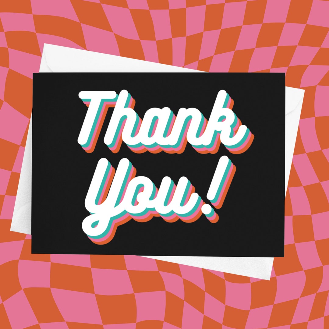 Fun Retro Thank You Card - Etsy