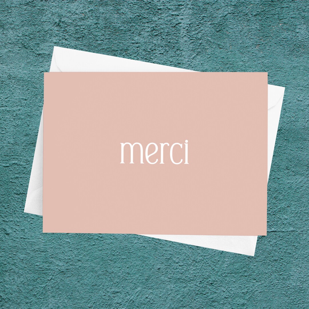 Merci French Thank You Card - Etsy