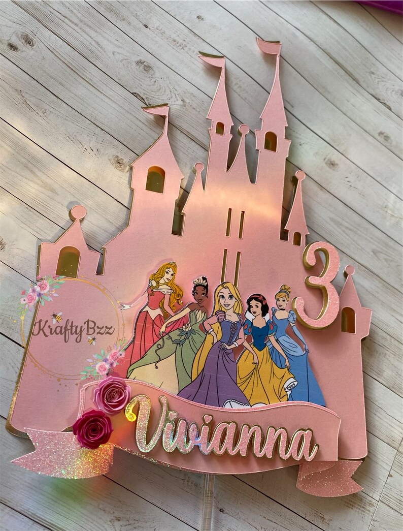 Princess Cake Topper Princess Castle Cake Topper Disney | Etsy