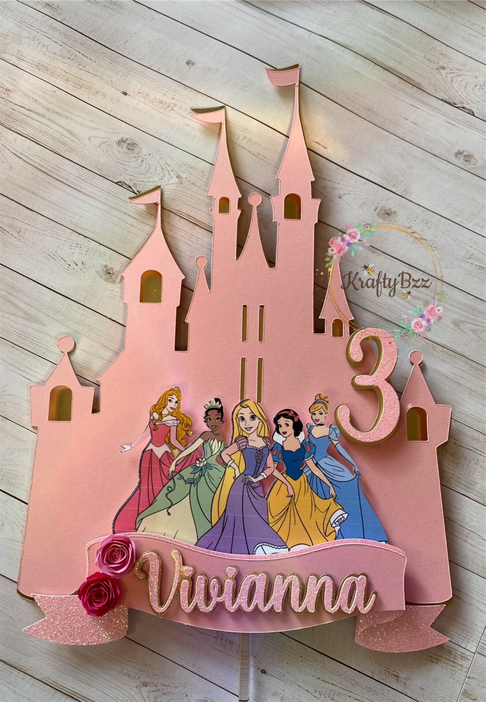 Princess Cake Topper Princess Castle Cake Topper Disney | Etsy