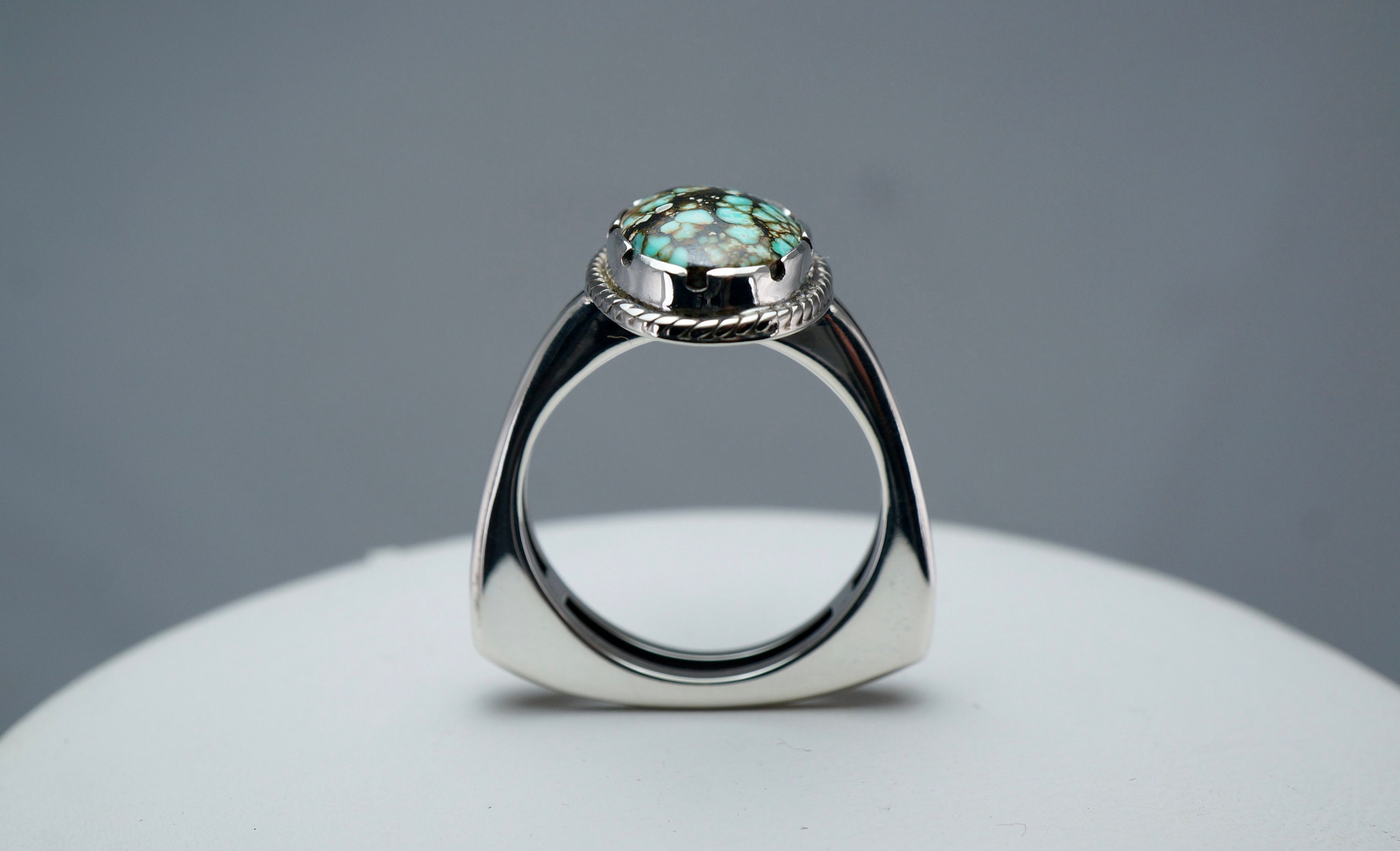 Authentic Turquoise Stone Set in Sterling Silver. Size 7 1/2 US. Custom ...