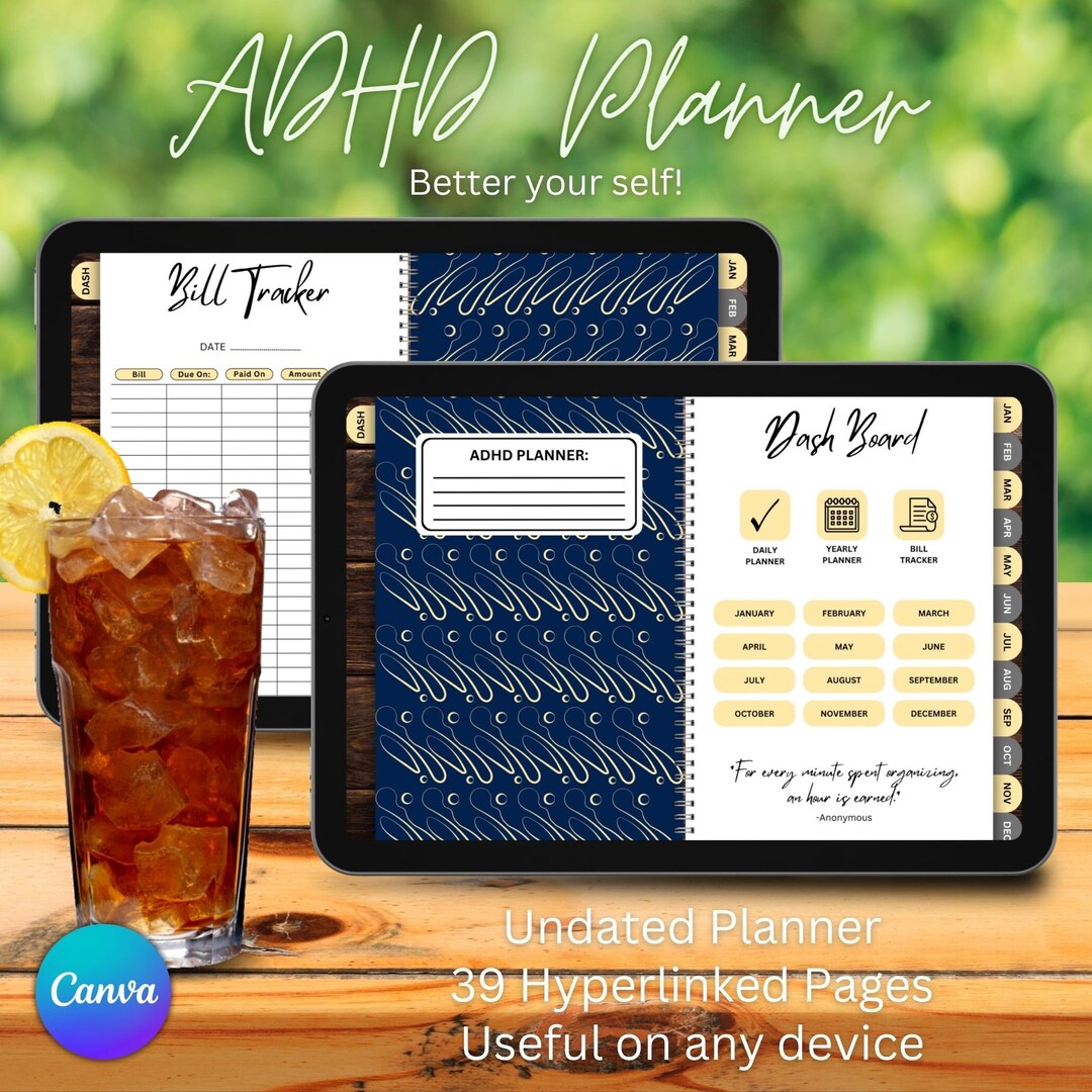 ADHD Digital Planner Undated ADHD Planner, iPad & Android Digital ...