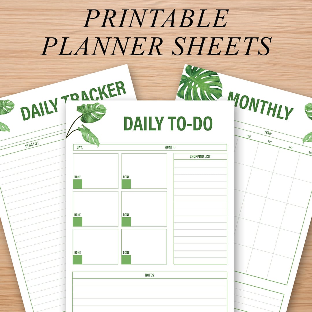 Monstera Plant-themed Daily and Monthly Planner Printables | PDF ...
