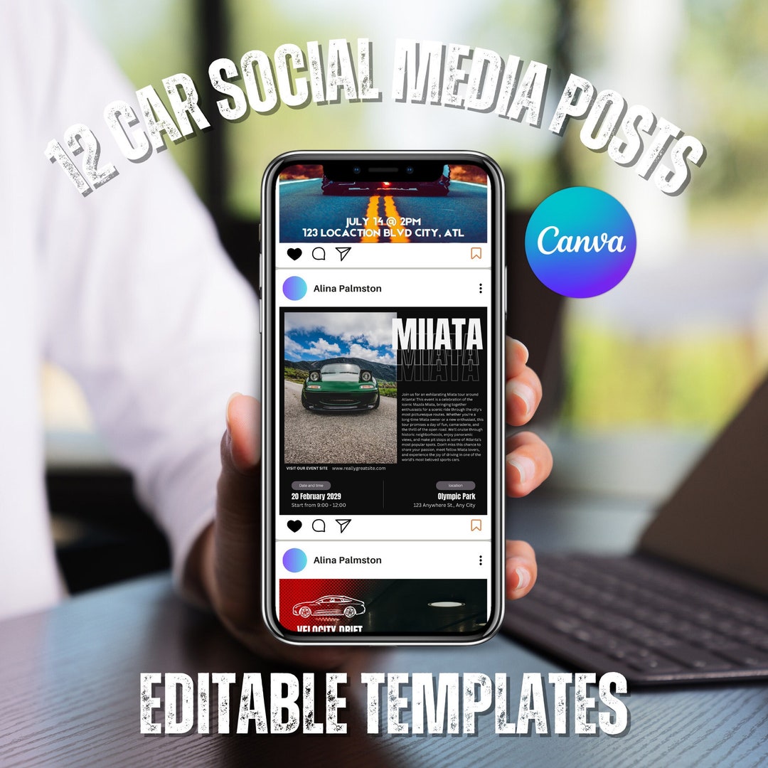 Digital Canva Car Templates | 12 Unique Designs for Car Enthusiasts ...