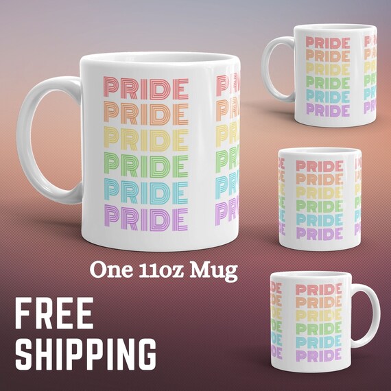 Rainbow Pride Mug Gay Pride Coffee Mug Pride Flag Retro Etsy Uk
