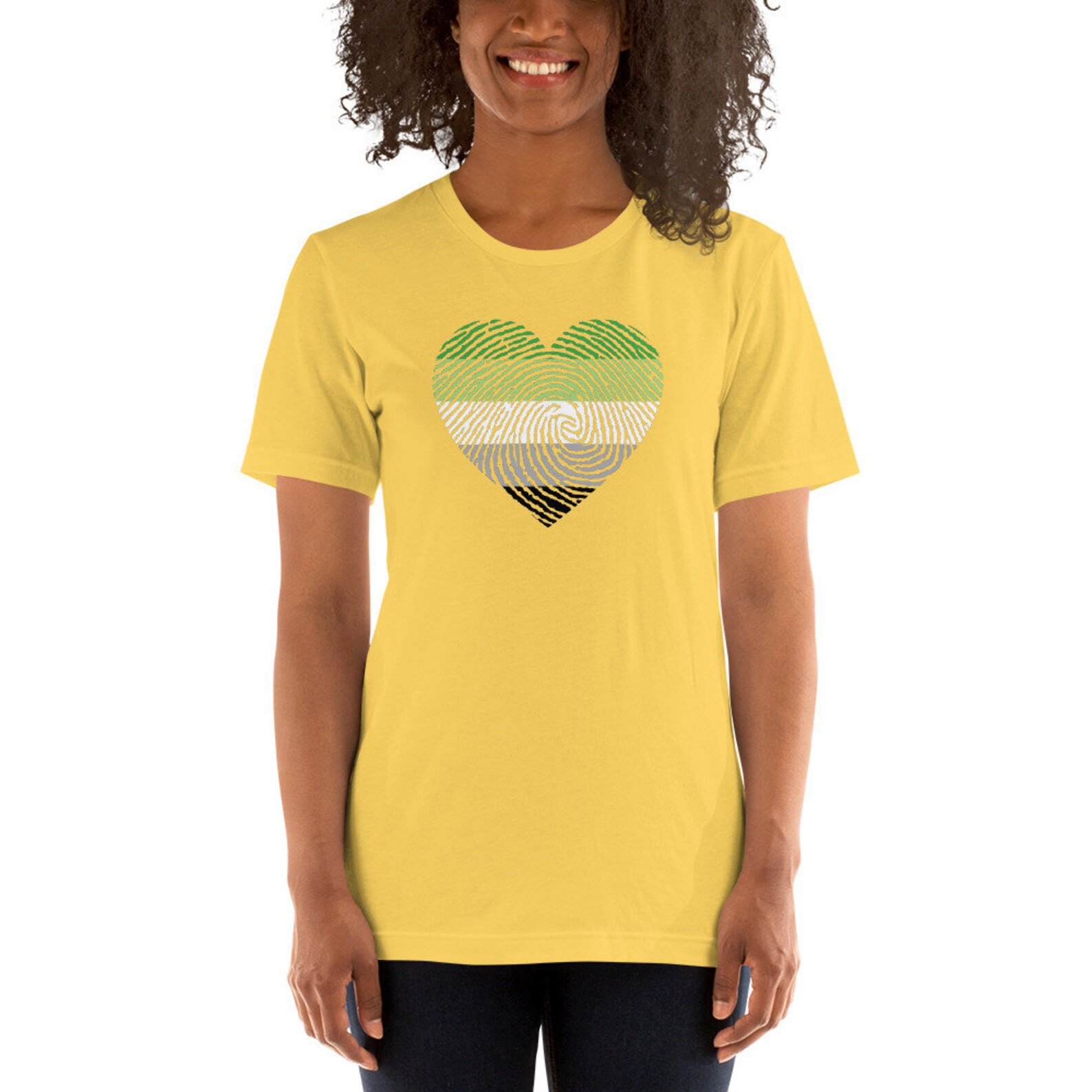 Aromantic Pride Flag Heart Print T-shirt, Aro Pride Tshirt, Coming Out ...