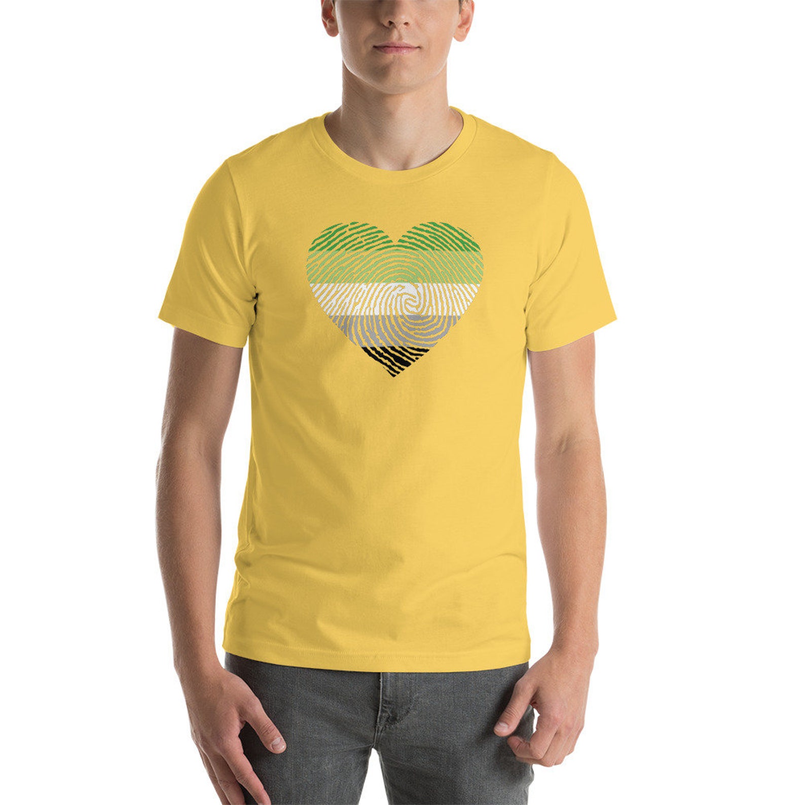 Aromantic Pride Flag Heart Print T-shirt, Aro Pride Tshirt, Coming Out ...