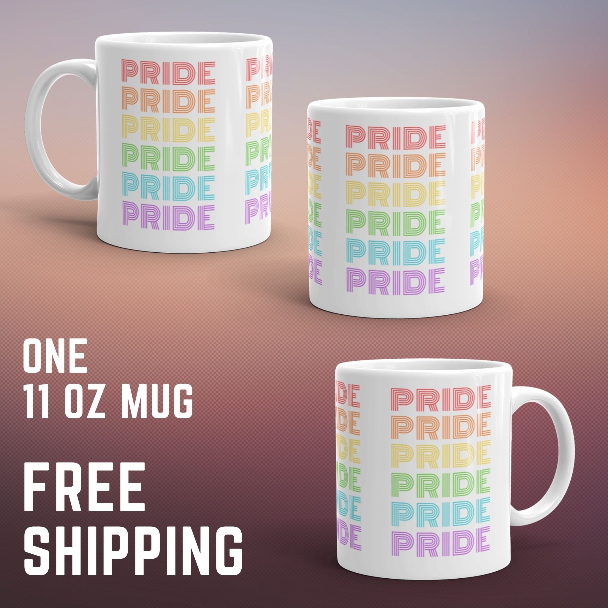 Rainbow Pride Mug Gay Pride Coffee Mug Pride Flag Retro Etsy Uk