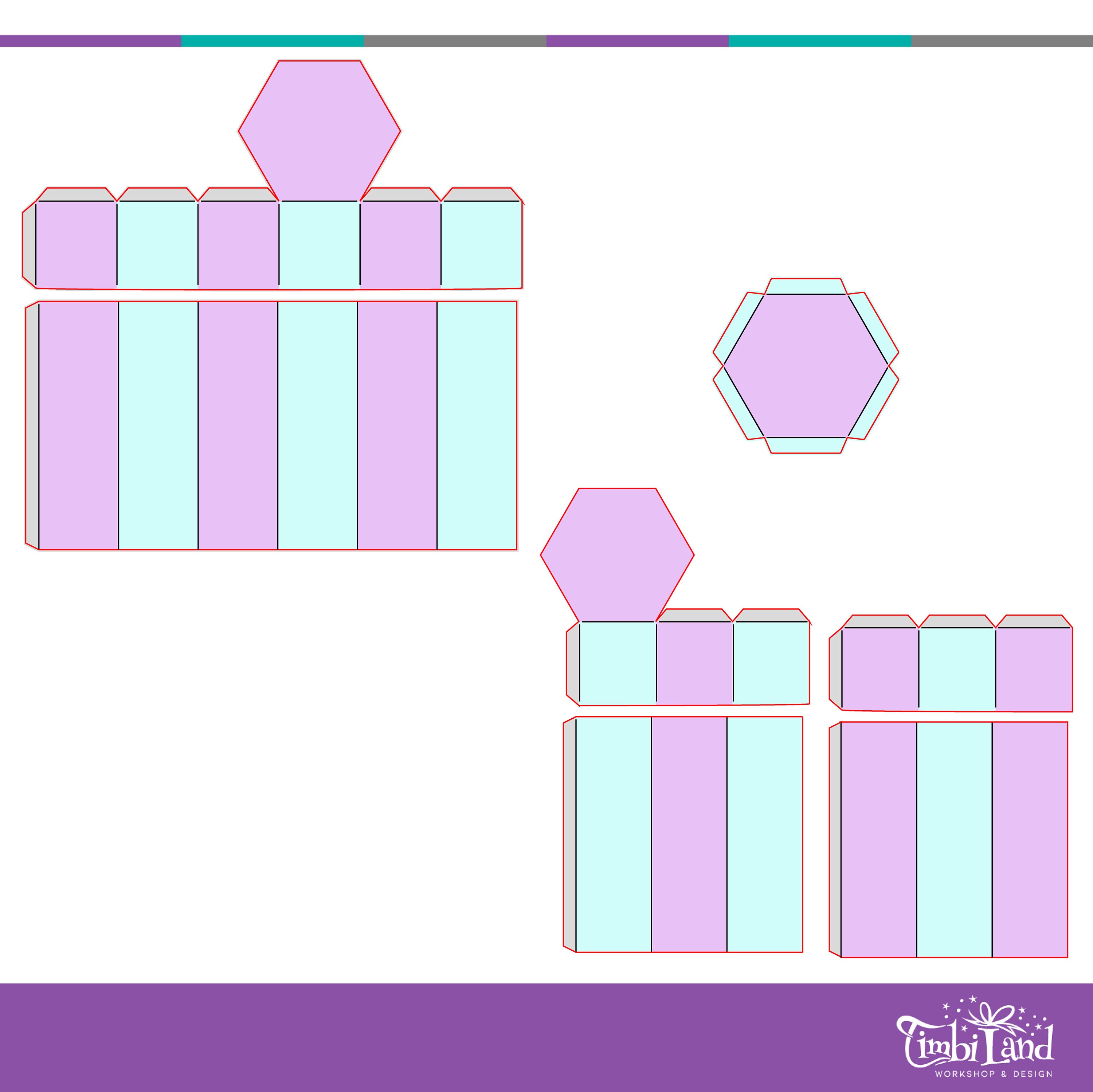 Molde cajita hexagonal con tapa alta / Box Template - Etsy México