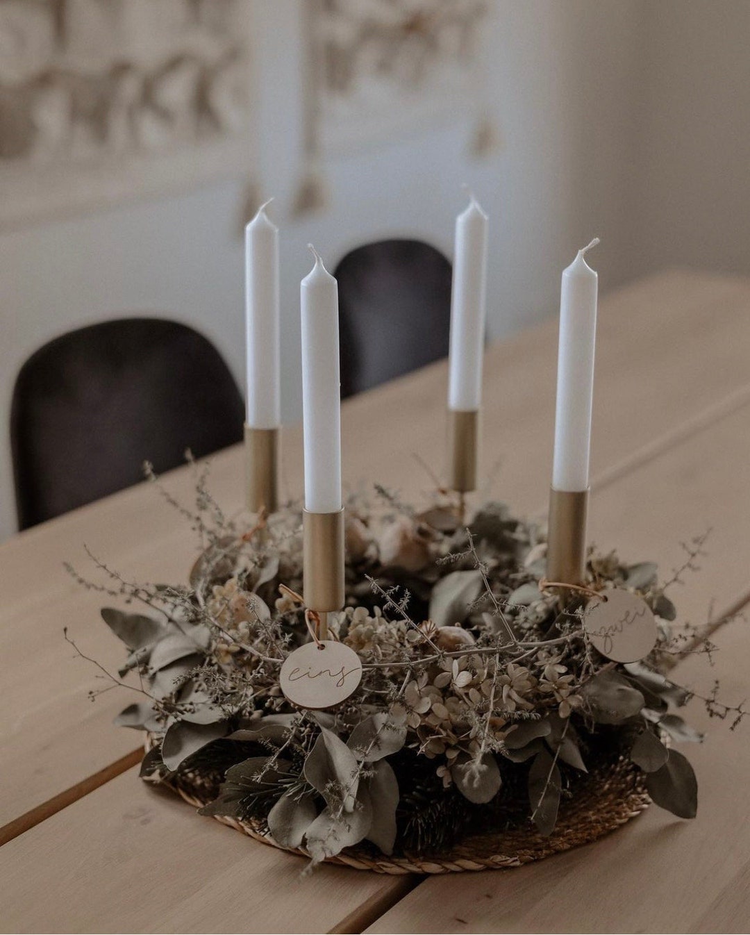 Advent Wreath Numbers Wood Engraved Set of 4 I Christmas Decoration I ...