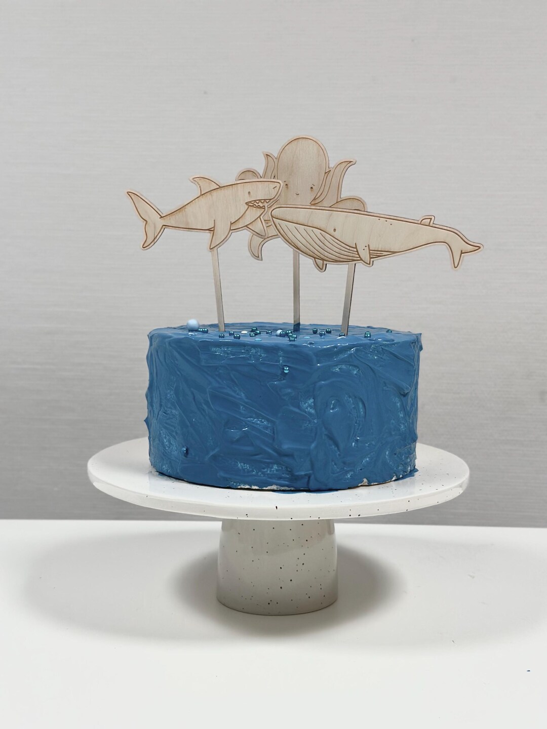 Caketopper Set Sea Creatures Shark Whale Octopus | Birthday Theme Party ...