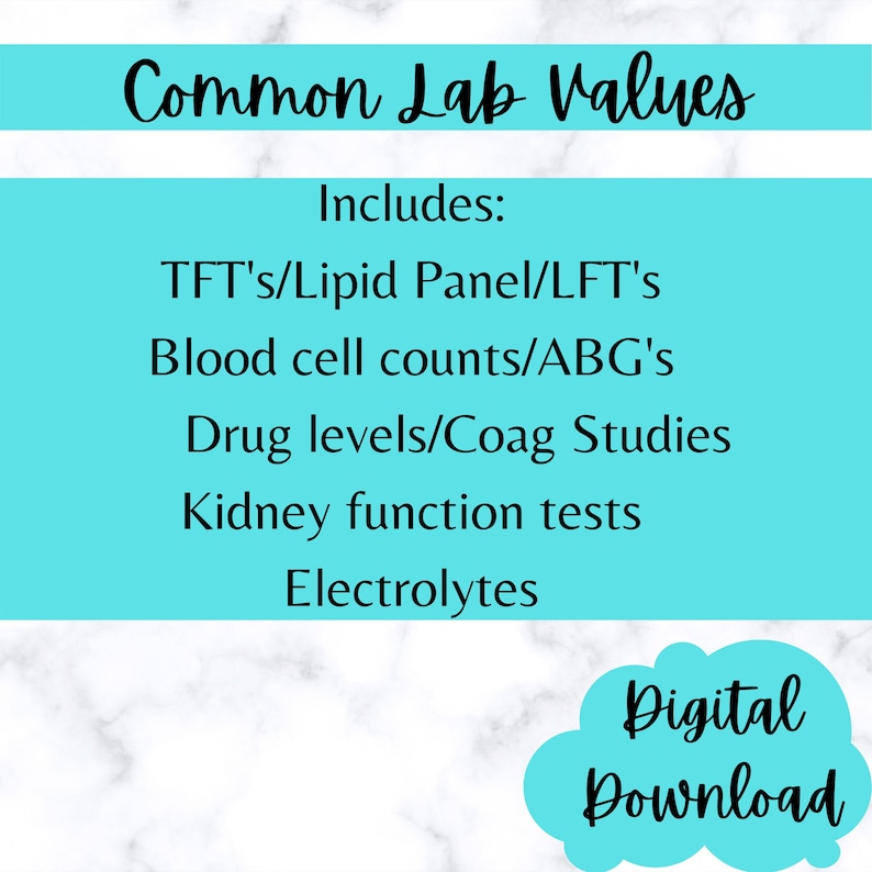 Nursing Common Laboratory Values, Med Surg Nursing, Study Guide - Etsy