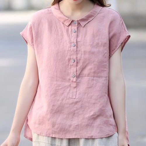 Women's Summer Cotton Tops Long Sleeves Blouse Casual - Etsy