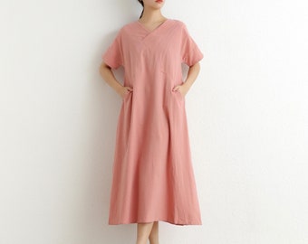 Women Cotton Dress Soft Casual Loose Robes Long Sleeves Shift | Etsy