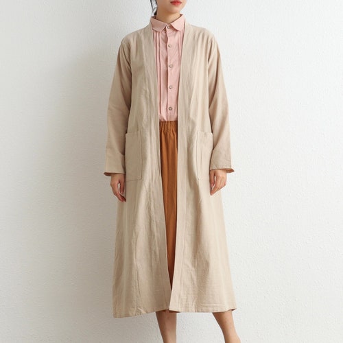 Women Cotton Dress Soft Casual Loose Robes Long Sleeves Shift | Etsy