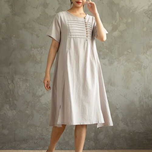 Summer Printed Cotton Dress Floral Casual Loose Robes Short - Etsy