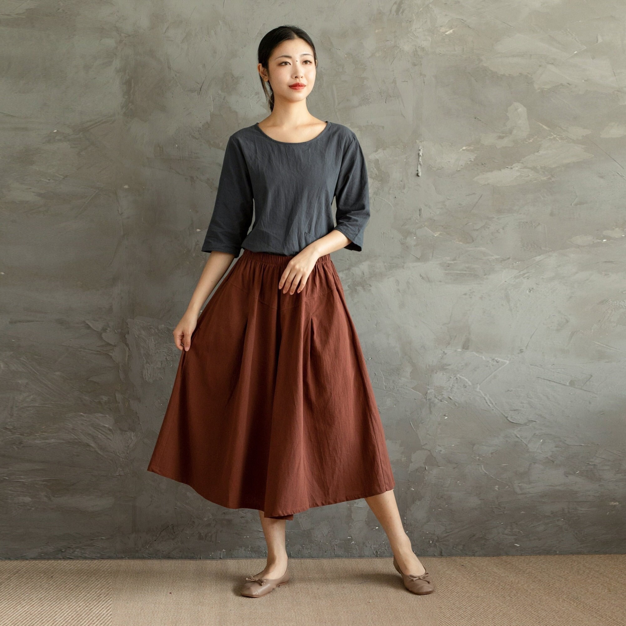 Summer Elastic Waist Cotton Pants Soft Casual Loose Cropped - Etsy